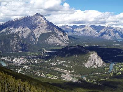 'View from Sulphur Mountain to Banff, Banff National Park, UNESCO World ...