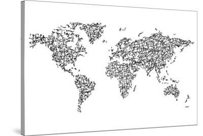 'Hànzì Kanji World Map ' Stretched Canvas Print - Charlotte Bassin ...