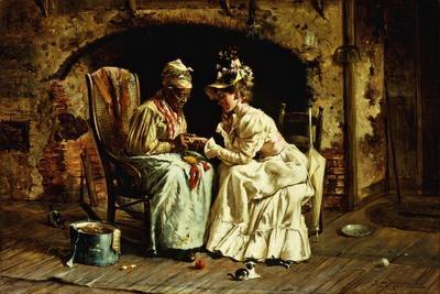 Palm Reader, 1898 (Oil on Canvas) Giclee Print - Harry Herman Roseland ...