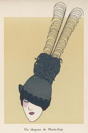 'Hat by Maria-Guy with a Very Long Feather Worn at an Angle' Poster ...