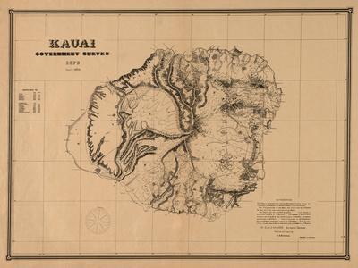 'Hawaii - Panoramic Kauai Island Map' Posters - Lantern Press ...
