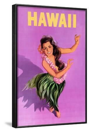 'Hawaiian Hula Girl Vintage Travel Poster' Prints - Piddix | AllPosters.com
