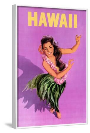 'Hawaiian Hula Girl Vintage Travel Poster' Prints - Piddix | AllPosters.com