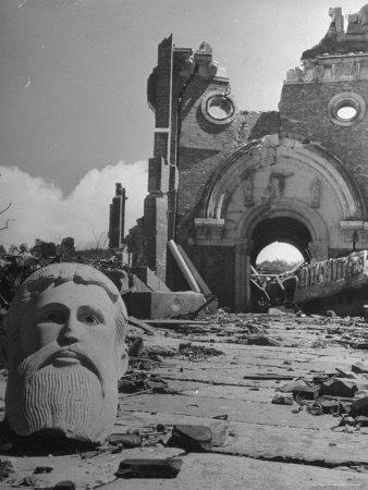 'Head of Christ in Front of Destroyed Cathedral 2 Miles from Where the ...