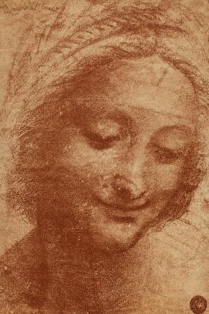 'Head of the Woman or of Sant'anna, Drawing by Leonardo Da Vinci, Study ...