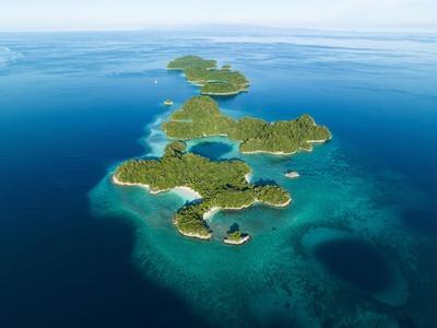 'Healthy fringing coral reefs grow around the beautiful islands that ...