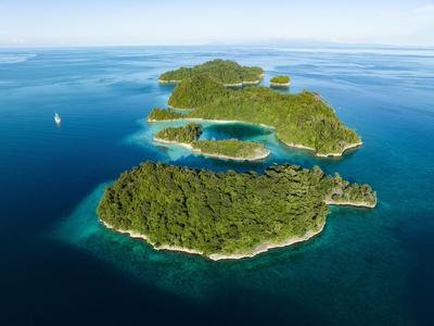'Healthy fringing coral reefs grow around the beautiful islands that ...