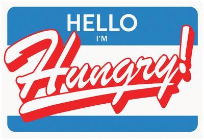 'Hello I'm Hungry (Red on Blue)' Posters | AllPosters.com