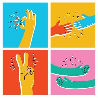 'Help and Empathy Concept Two Hands Helping One Another Vector Simple ...