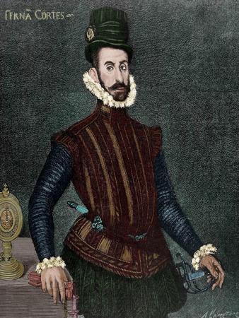 'Hernan Cortes (1488-1547). Engraving. Colored.' Giclee Print - Tarker ...