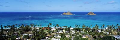 'High Angle View of a Town at Waterfront, Lanikai, Oahu, Hawaii, USA ...