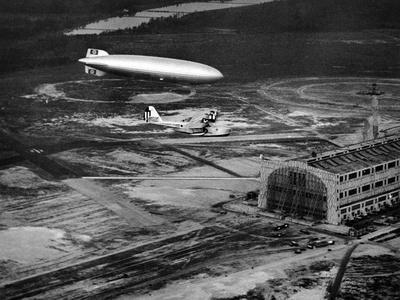 'Hindenburg's Arrival with an Escort Plane over Lakehurst, New Jersey ...