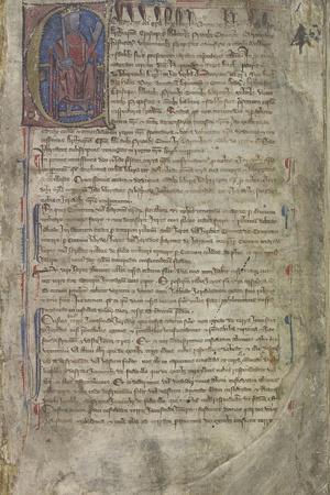 'Historiated Initial 'E'(dwardus) With King Edward I On His Throne at ...