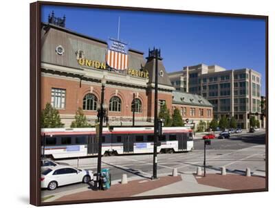 'Historic Union Station and Light Rail Train, Salt Lake City, Utah, USA ...