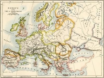 'History of Kings. Map of Europe under King Charlemagne (742-814 ...