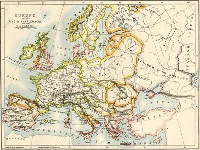 'History of Kings. Map of Europe under King Charlemagne (742-814 ...