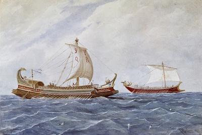 History of the navigation: Ships of the Ancient Rome. Military bireme ...