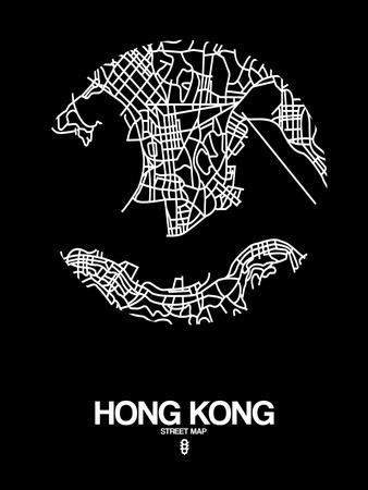 'Hong Kong Street Map Black' Prints - NaxArt | AllPosters.com