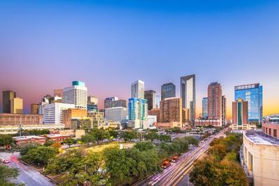 'Houston, Texas, USA downtown park and skyline at twilight' Photo ...