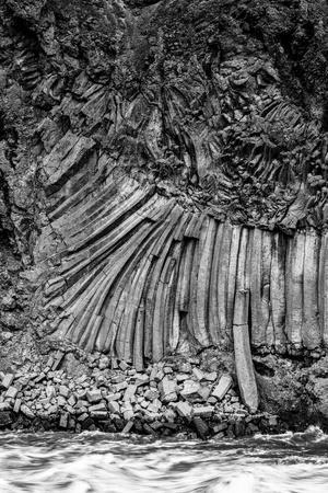'Iceland. Columnar basalt designs along the Skjalfandafljot River in ...