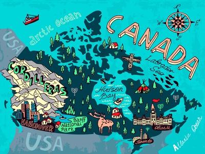 'Illustrated Map of Canada. Travel. Cartography' Prints - Daria_I ...