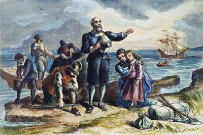 'Illustration Depicting the Landing of the Pilgrims at Plymouth' Giclee ...