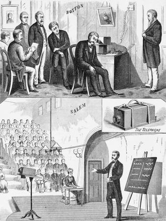 'Illustration of Alexander Graham Bell Demonstrating Telephone' Giclee ...