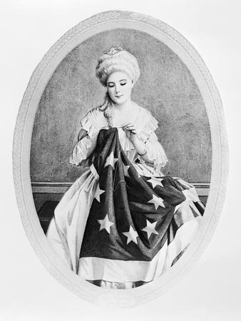 'Illustration of Betsy Ross Sewing Flag' Giclee Print | AllPosters.com