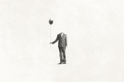 'illustration of man without face holding black balloon with hat ...