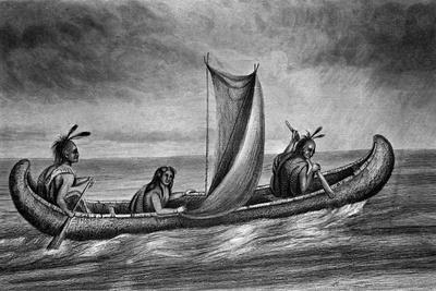 Illustration of Native Americans in a Canoe Giclee Print | AllPosters.com