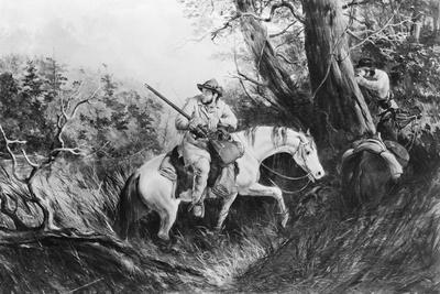'Illustration of Pioneer on Horseback' Giclee Print | AllPosters.com