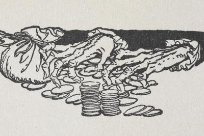 'Illustration of Scrooges hands counting money' Giclee Print ...