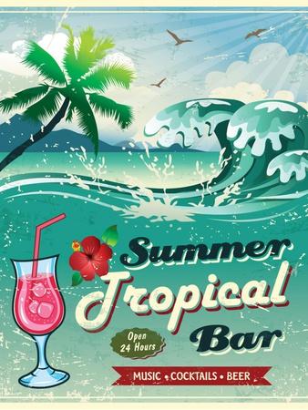 'Illustration Of Vintage Seaside Tropical Bar Sign' Posters ...