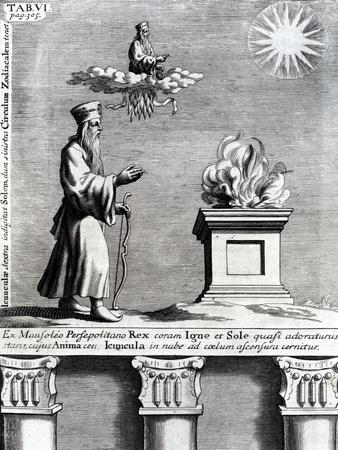 Illustration of Zoroaster Worshipping Fire and the Sun, 1697 Giclee ...