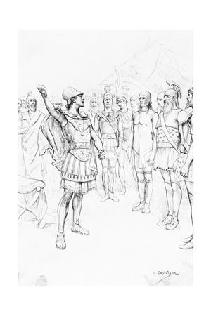 Illustration Showing Alexander the Great Speaking to His Soldiers ...