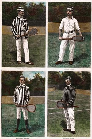 'Illustrations Depicting Early Tennis Players with their Racquets ...