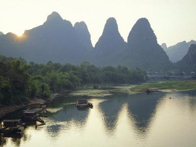 'In Guilin Limestone Tower Hills Rise Steeply Above the Li River ...