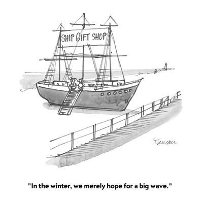 '"In the winter, we merely hope for a big wave." - Cartoon' Premium ...
