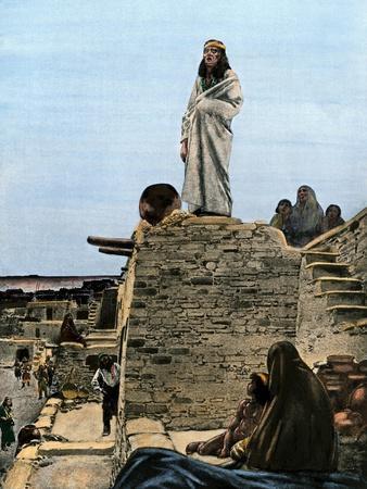 'Indian Chef Hopi (Formerly Moki), on the Roof of a Village House ...