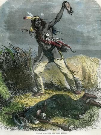 Indian Scalping His Dead Enemy, 19th Century Giclee Print | AllPosters.com
