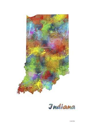 'Indiana State Map 1' Giclee Print - Marlene Watson | AllPosters.com