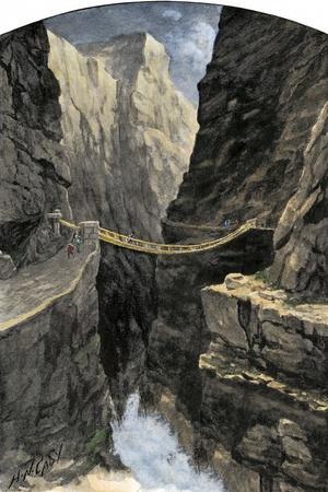 'Indians of America: Inca Hanging Bridge over the Gorges in the Andes ...