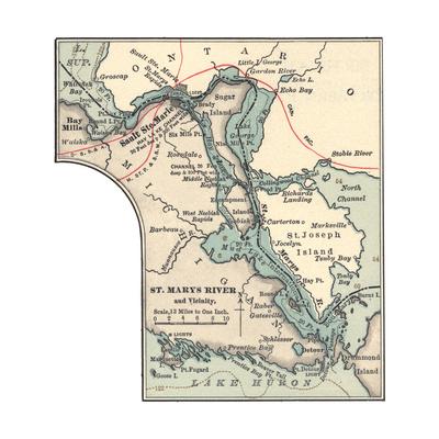 'Inset Map of St. Marys River and Vicinity, with Sault Ste' Giclee ...