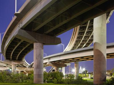 'Interstate Highway Bridge Overpass at Dusk on Summer Evening ...