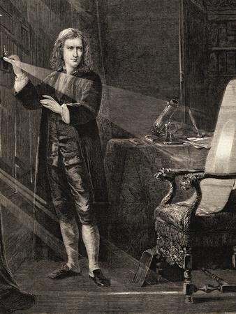 'Isaac Newton Performing Experiment' Giclee Print | AllPosters.com