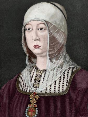 'Isabella I of Castile (1451-1504). Engraving. Colored.' Giclee Print ...