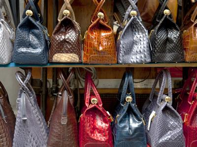 'Italy, Florence, Tuscany, Western Europe, Leather Goods on Display ...