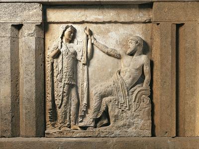 'Italy, Sicily, Selinunte, Detail of Zeus and Hera, Metope of the ...