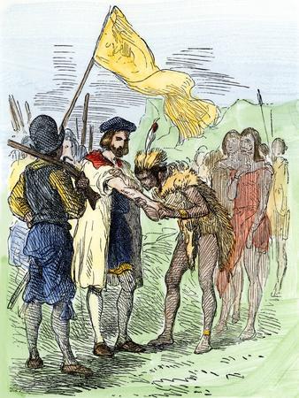 'Jacques Cartier Embraced by Donnacona, an Indian Chief of the Huron ...