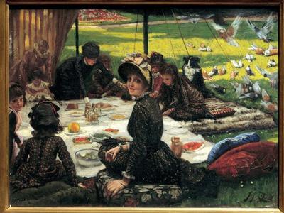 Breakfast on the Grass Family Picnic Scene. Painting by Jacques Joseph ...